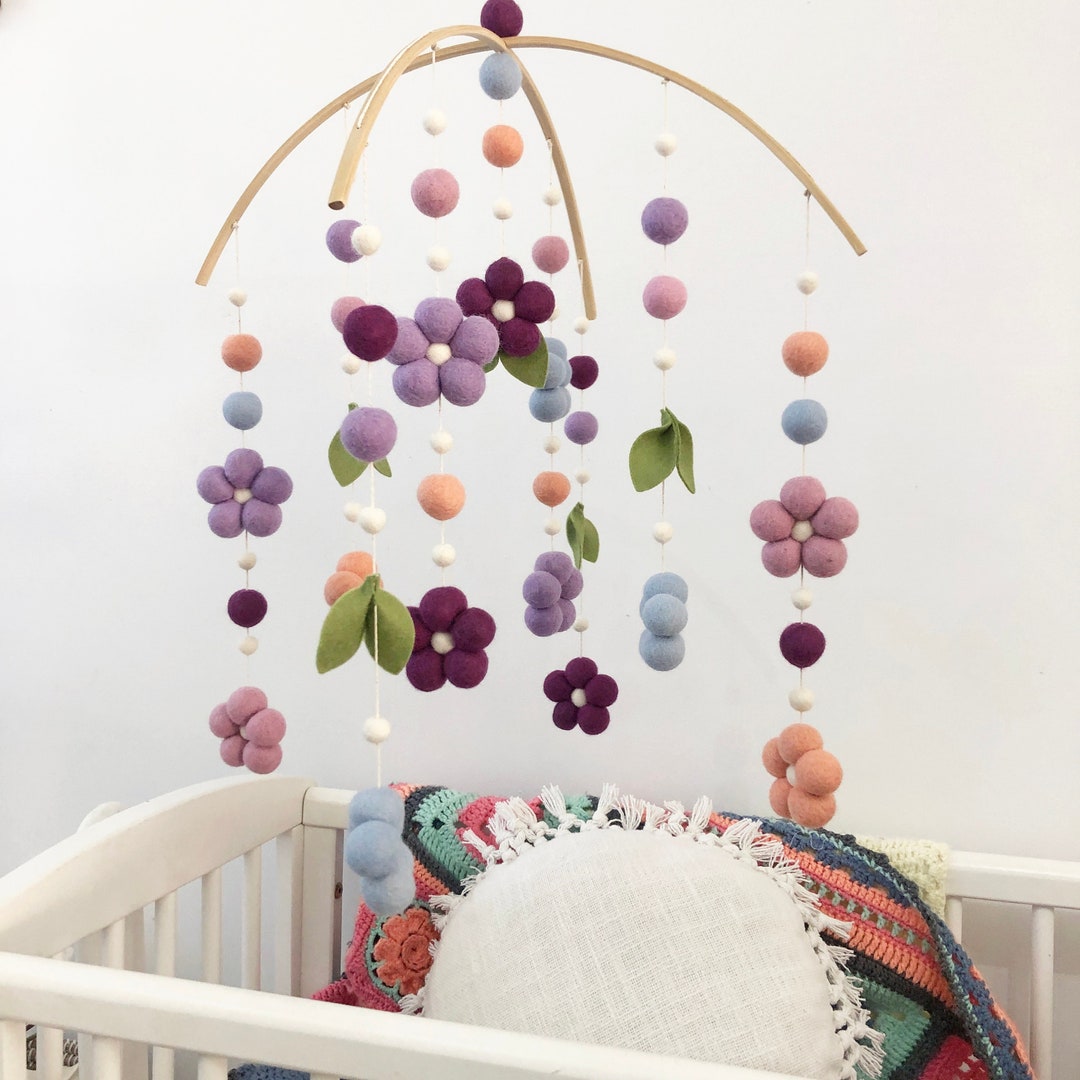 Mulberry Winter Garden Baby Mobile: Felt Flower Nursery Decor - Etsy