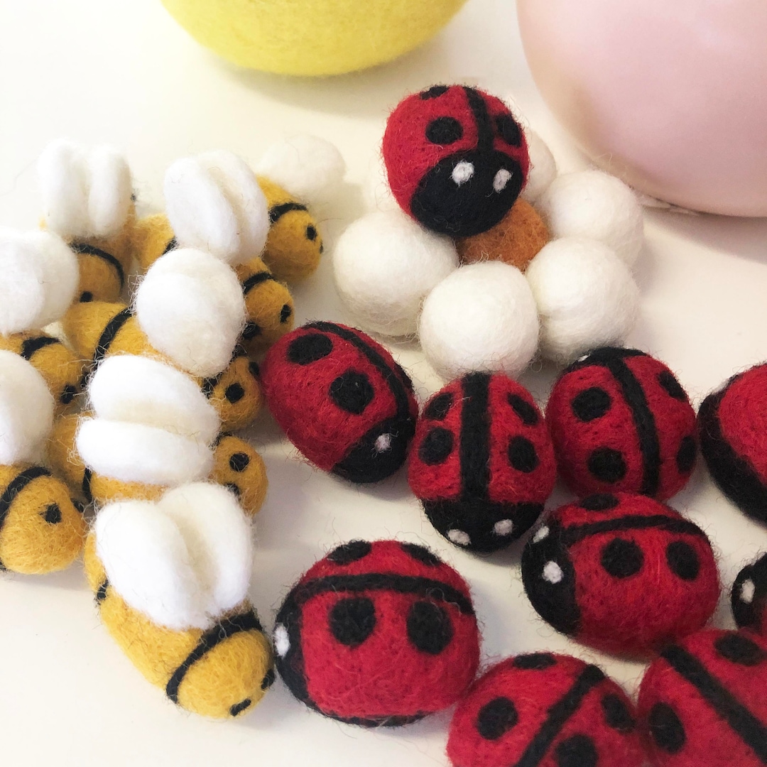 Felt Lady Beetle and Bees, Imaginative Play, Felt Insects, Garland ...