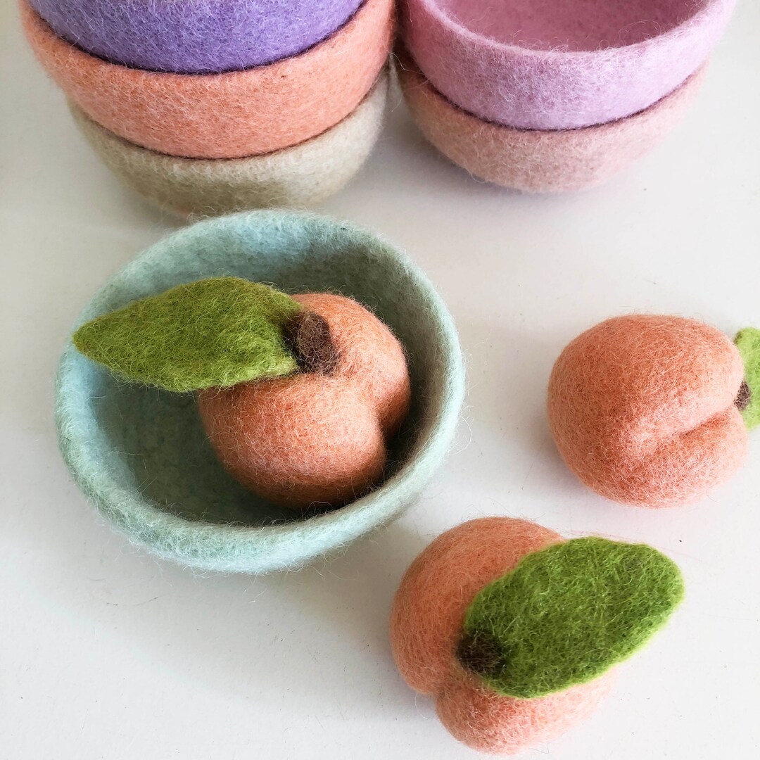 Felt Peaches , Sensory Play, Kids Play Food, Felt Fruit. - Etsy