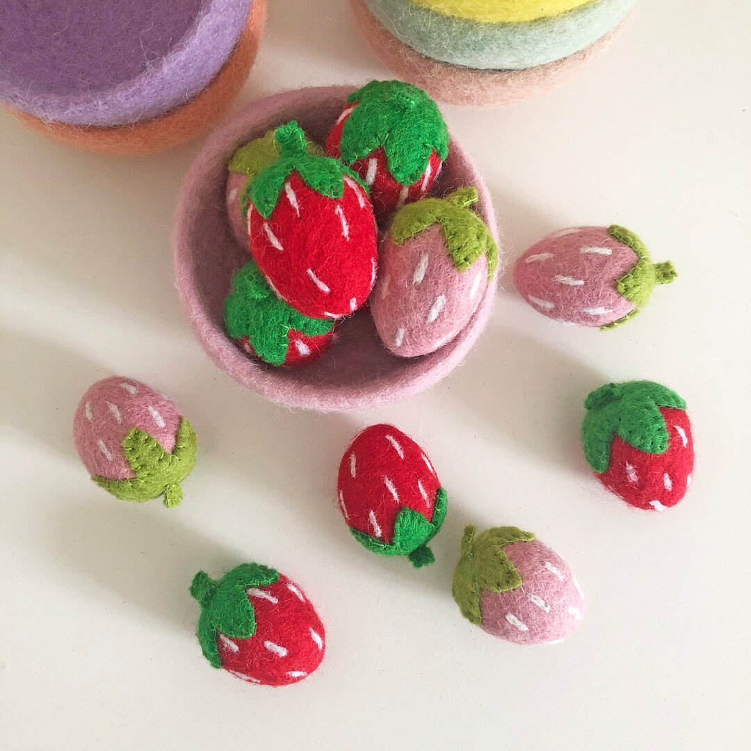 Felt Strawberries: Sensory Play Food, Kids Pretend Play - Etsy