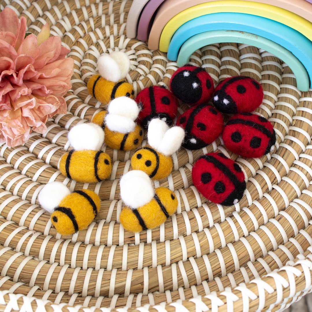 Felt Lady Beetle and Bees, Imaginative Play, Felt Insects, Garland ...