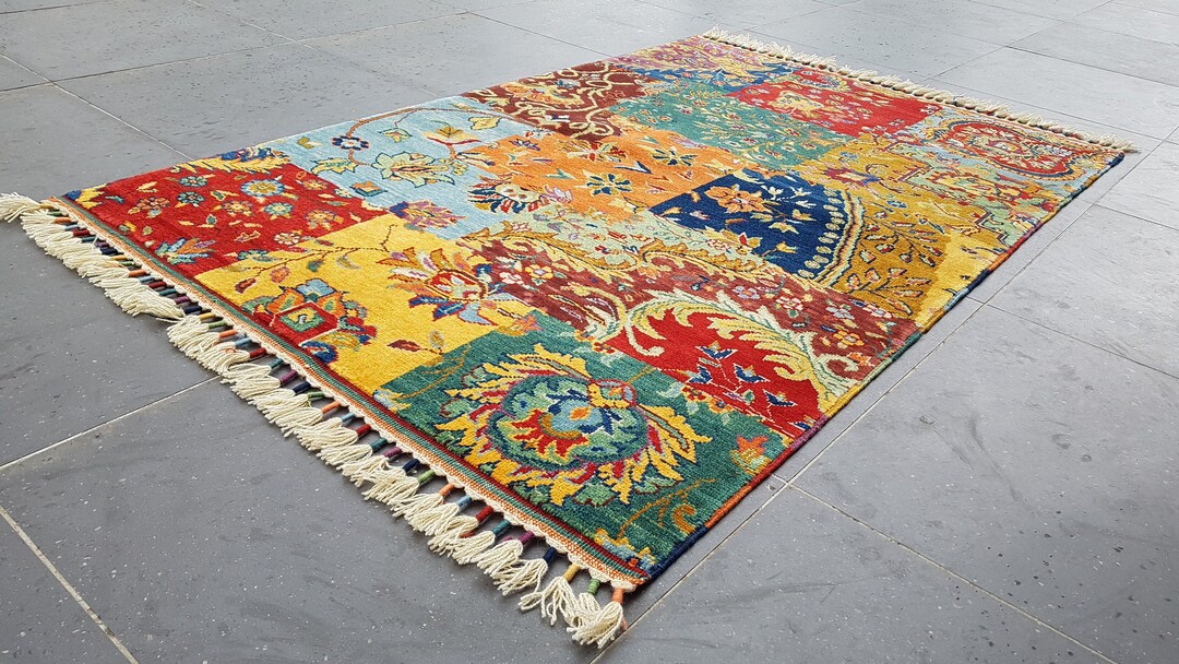 Handwoven Wool Patchwork Pattern Rug Carpet From Turkey - Etsy