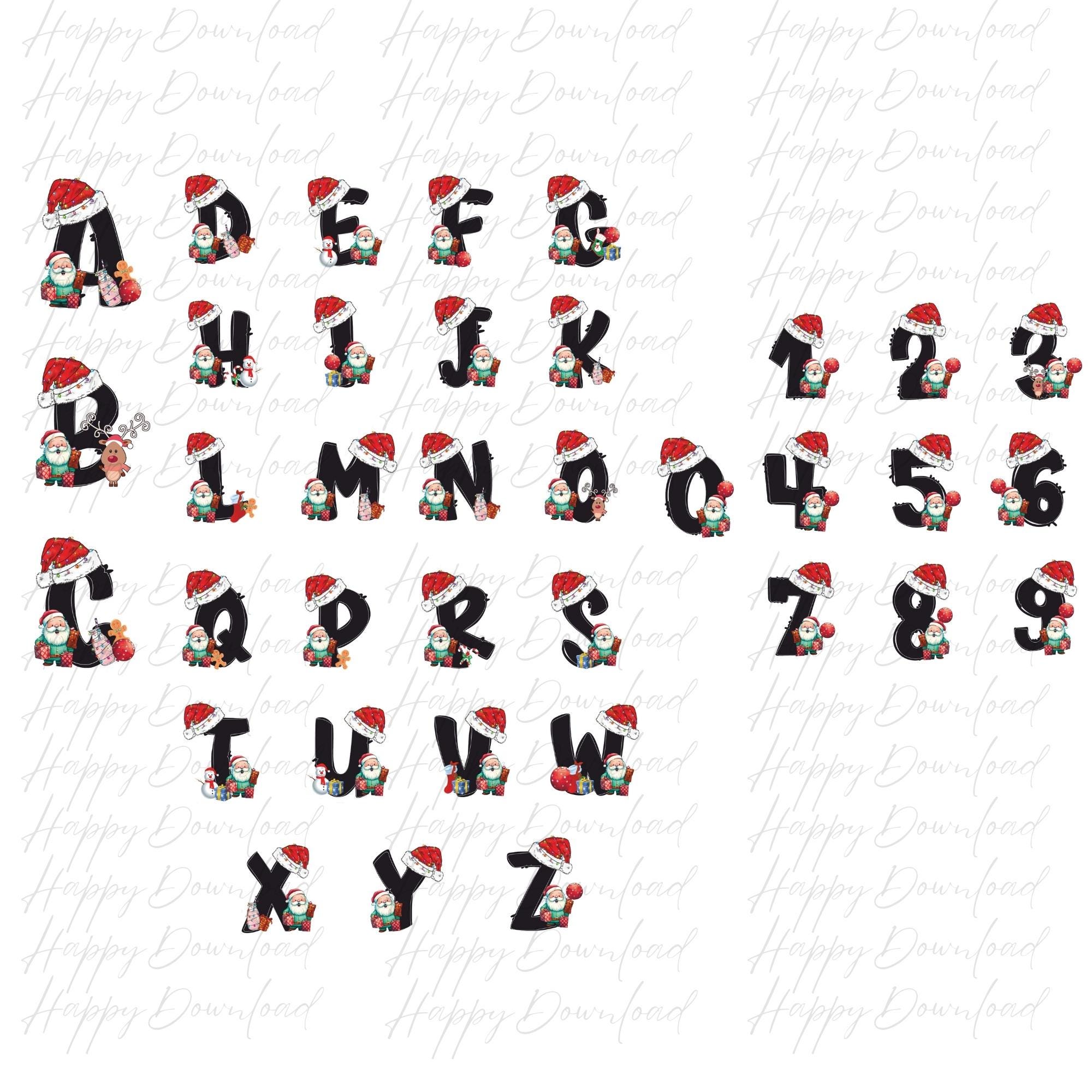 Christmas Alphabet Clipart Bundle - PNG Christmas Letter Graphics ...
