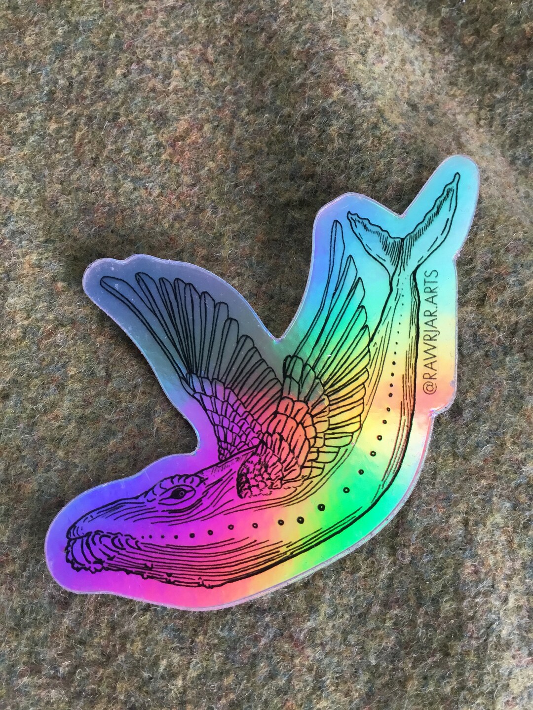 Flying Whale 3 Holographic Sticker - Etsy