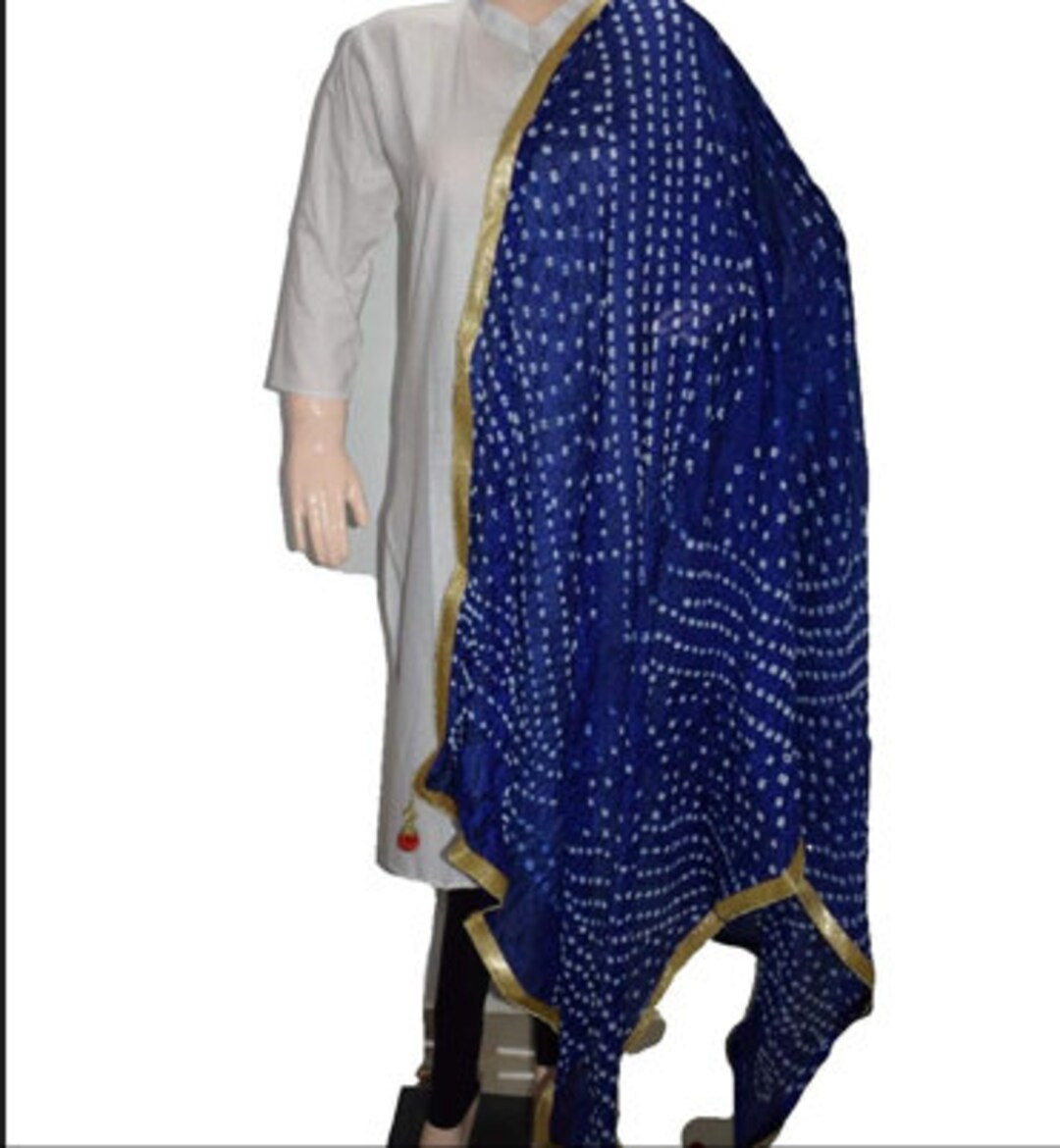 KANTHA HOUSE Rajasthani Silk Bandhej Dupatta With Golden Less - Etsy