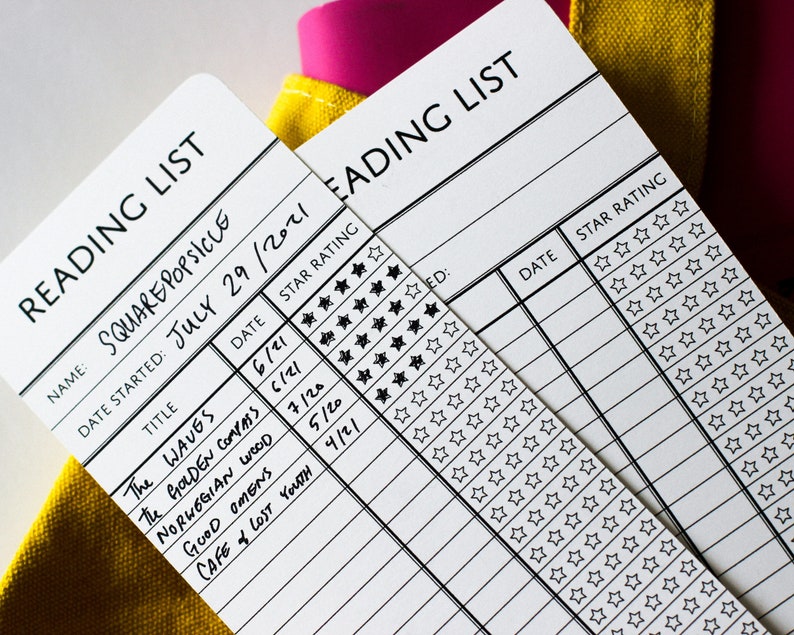 Reading List Bookmark Library Card Bookmark Vintage - Etsy