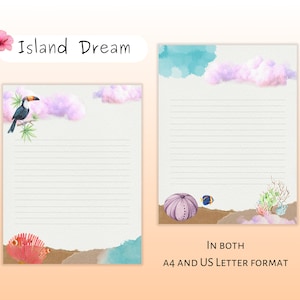 Tropical Journaling Stationery, 20 Printable Pages, Letter Writing ...