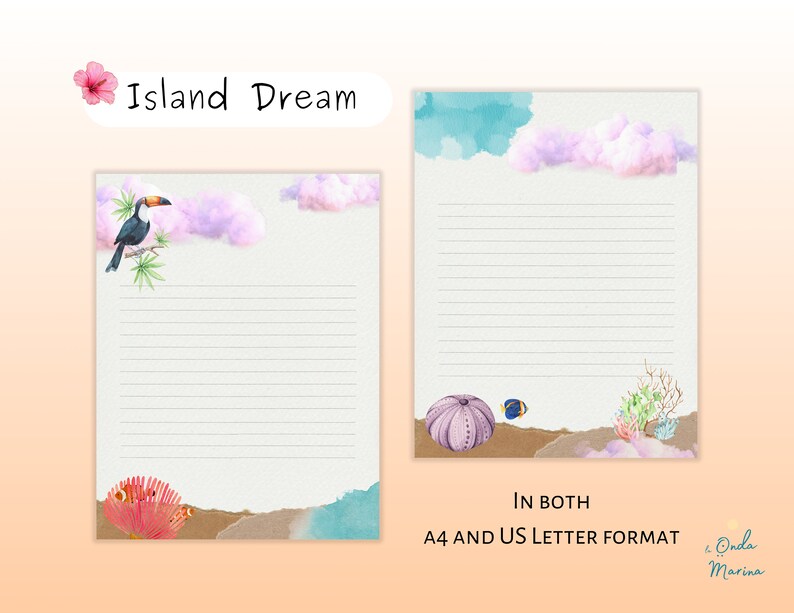 Tropical Journaling Stationery, 20 Printable Pages, Letter Writing ...
