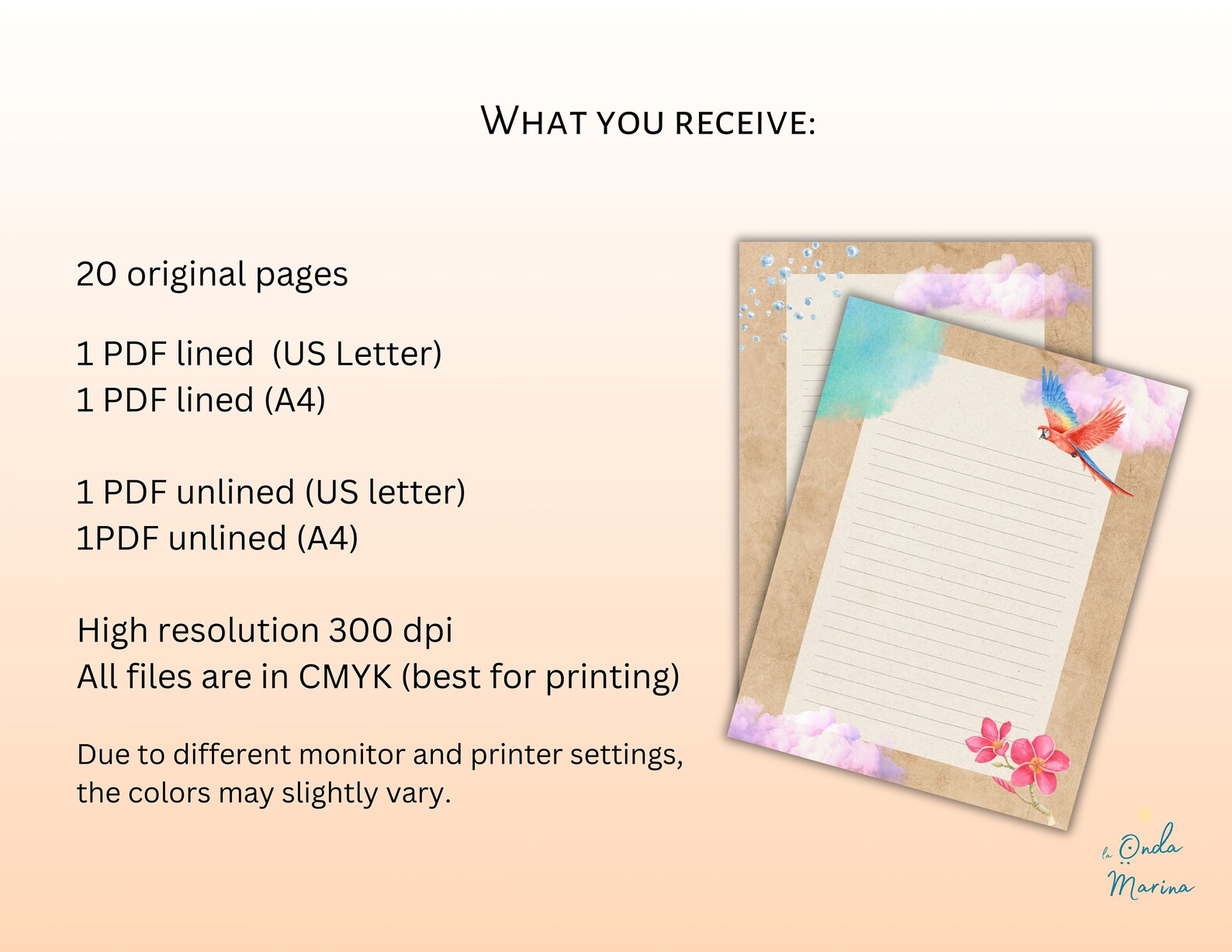 Tropical Journaling Stationery, 20 Printable Pages, Letter Writing ...