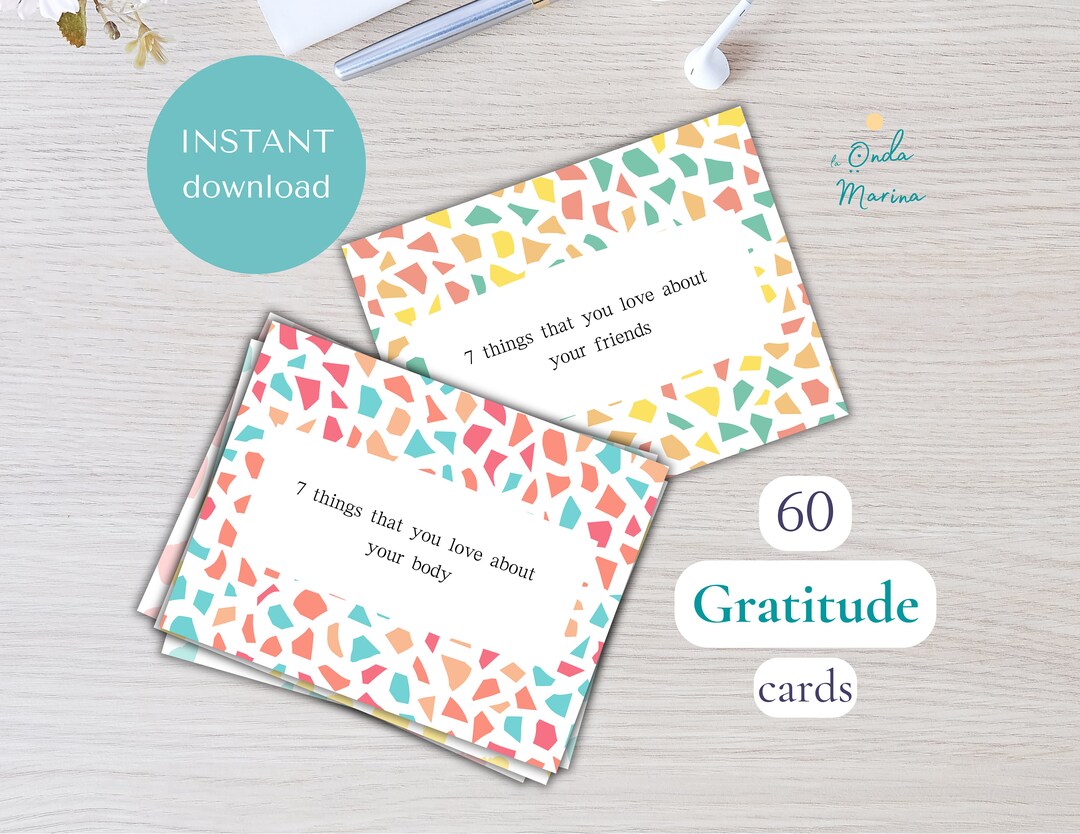 Gratitude Cards - 60 Printable Cards With Journaling Prompts - Etsy