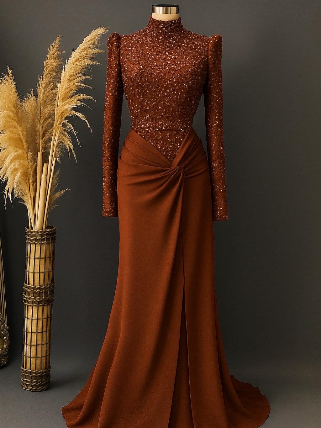 Elegant Hijab Evening Dress – Sparkling Green Islamic Formal Gown for ...
