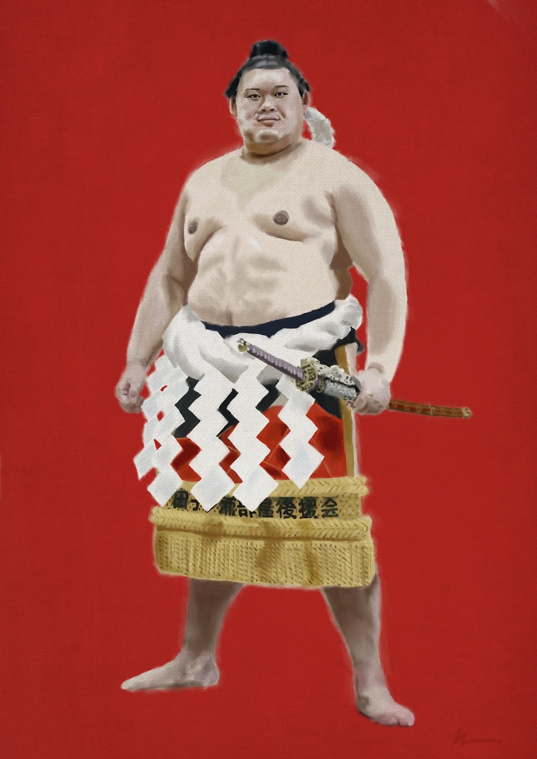 Ōnosato Daiki Portrait Painting: Japanese Sumo Wrestler Art Print (A3 ...