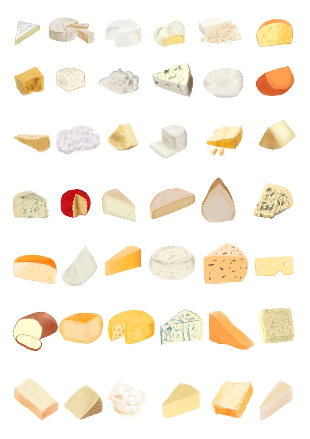 Cheese Illustration Print, Food Illustration Print, Art Print, A3 Print ...