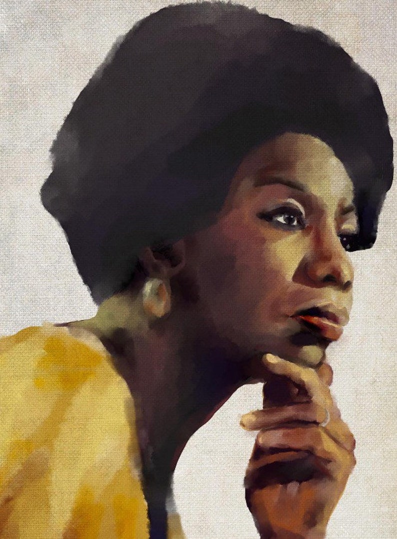 Nina Simone Portrait Painting, Music Illustration Art, A4 Wall Decor ...