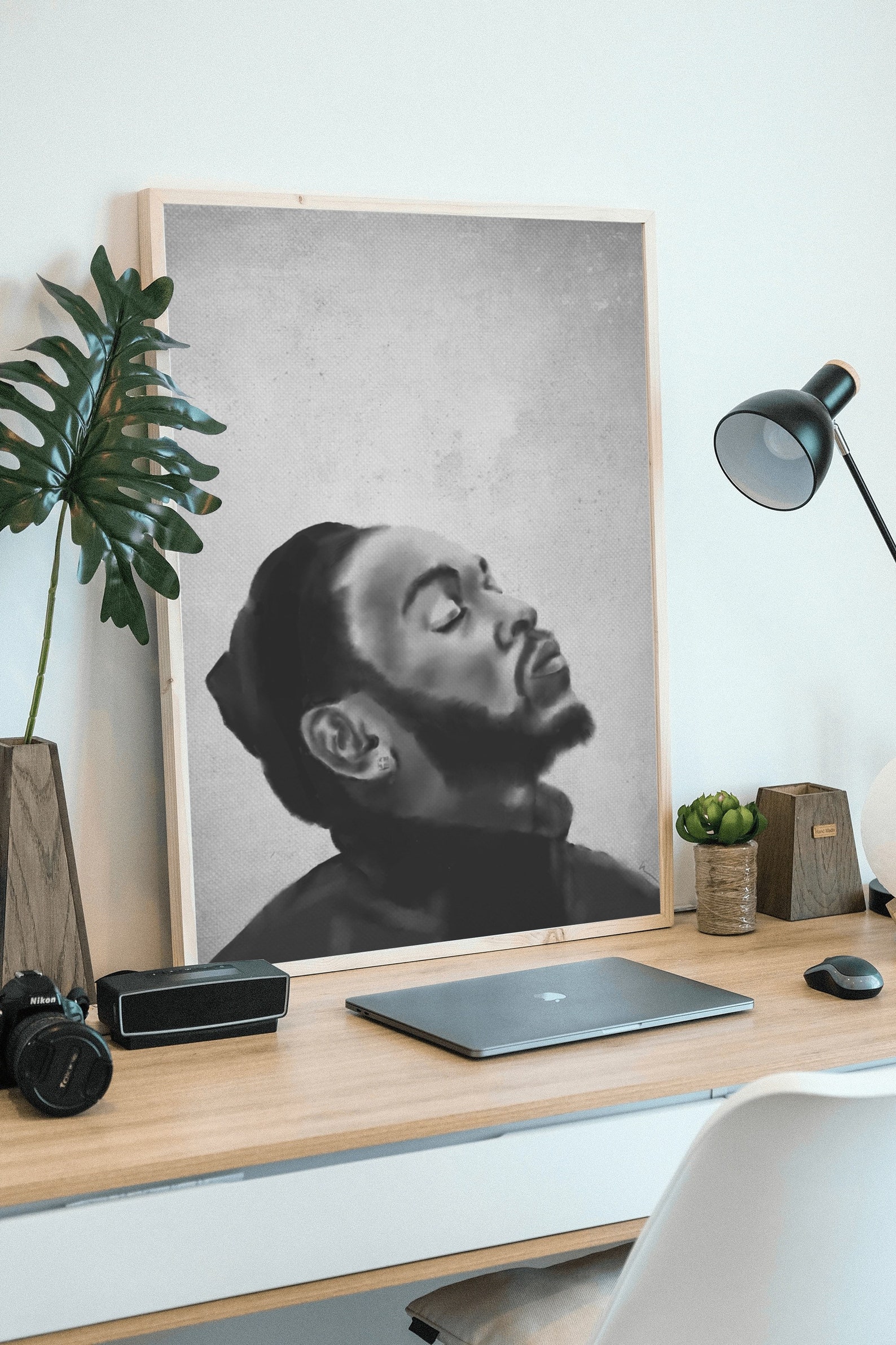 Kendrick Lamar Portrait Art Print: Black and White Hip-hop Legend - Etsy