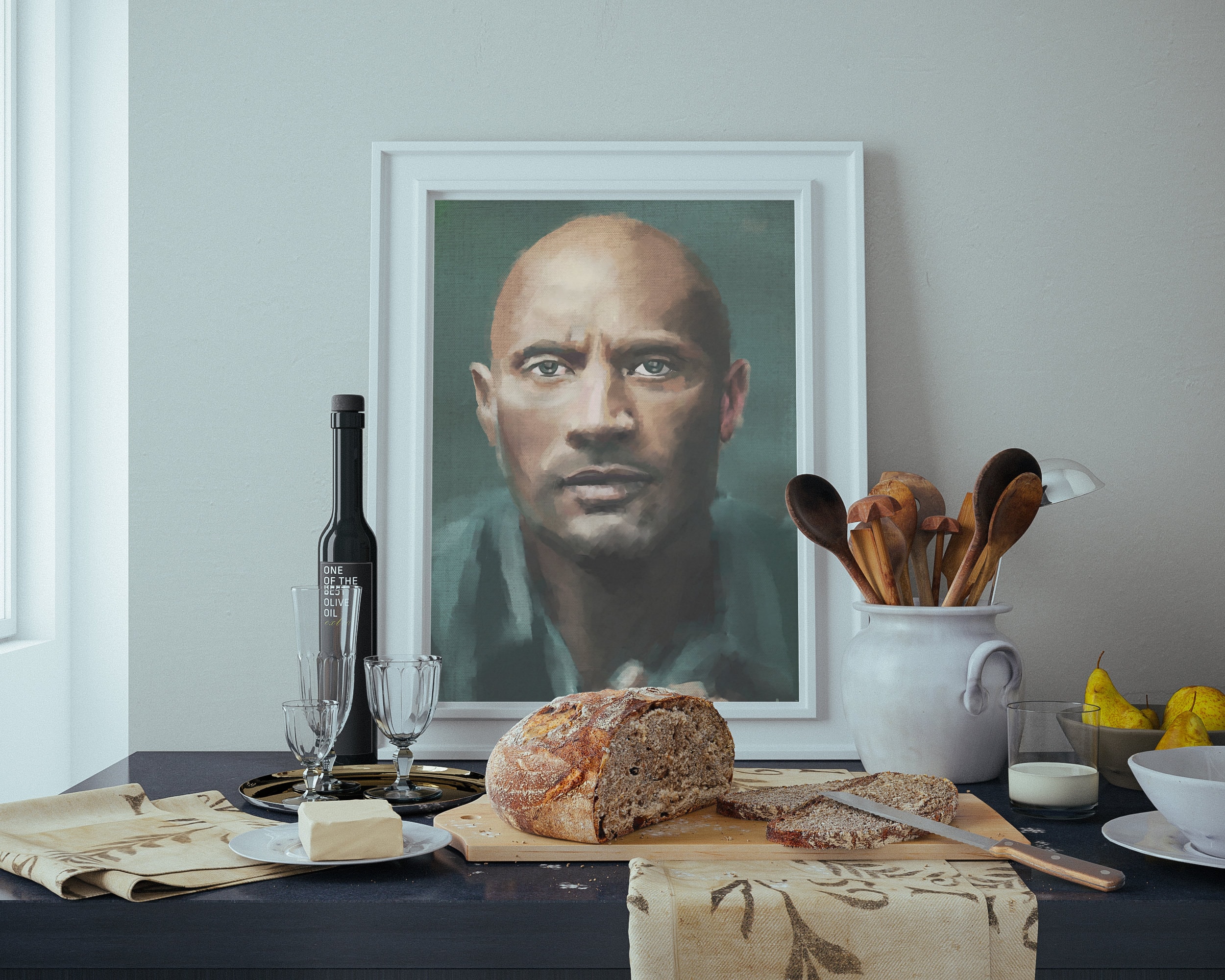 Dwayne the Rock Johnson Portrait Painting - Etsy UK