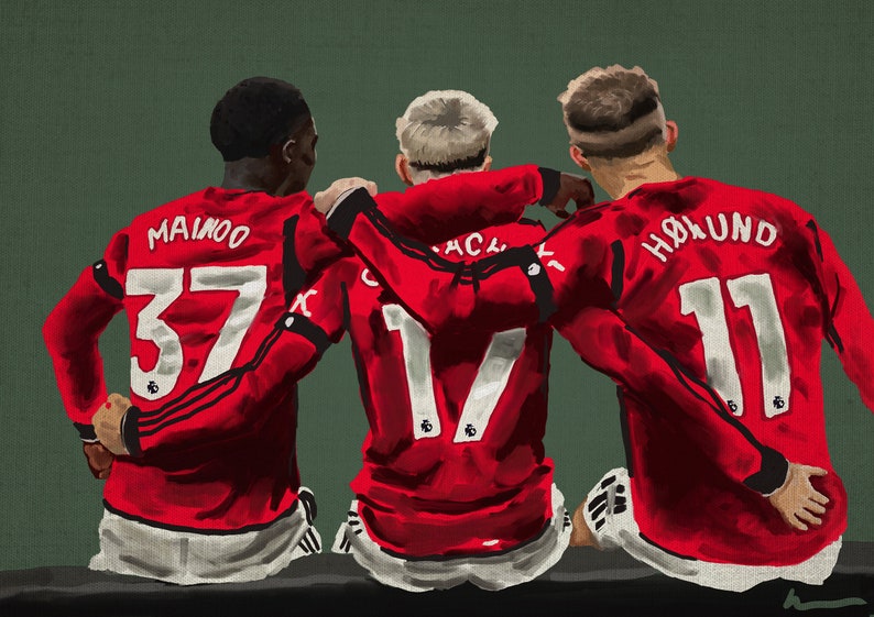 Kobbie Mainoo, Alejdro Garnacho und Rasmus Hojlund Porträtmalerei ...