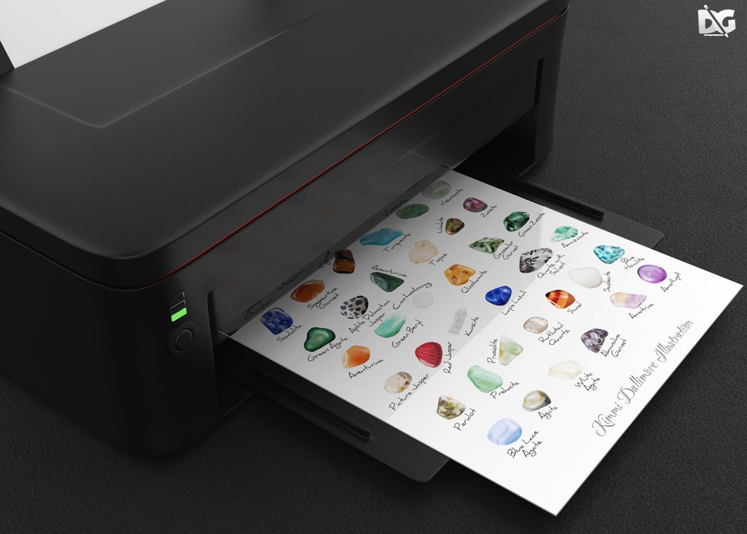 Gem Stones Printable Artwork, Instant Download, Gemstone Illustration ...