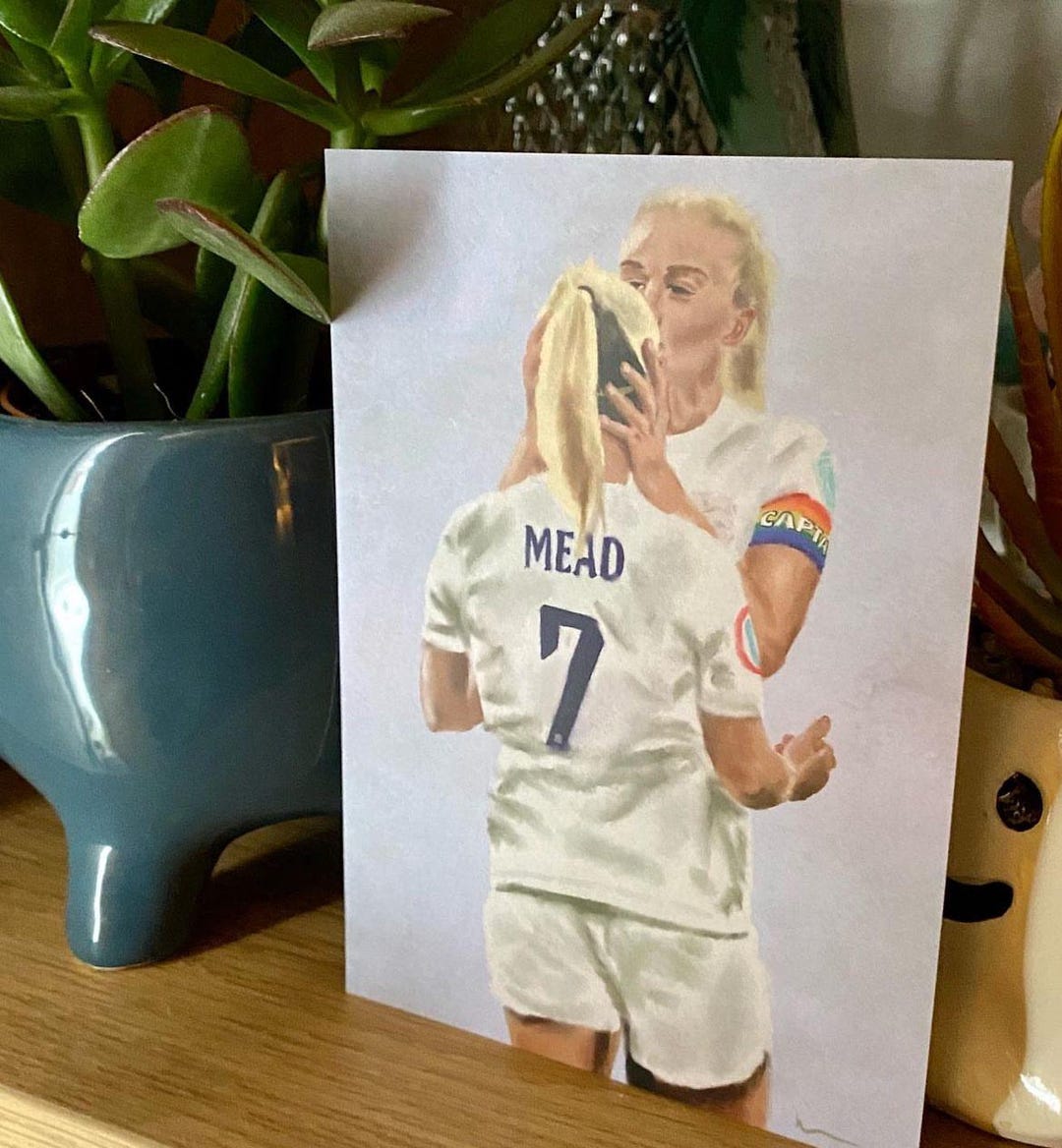 Beth Mead & Leah Williamson Art Postcard: England Lionesses ...
