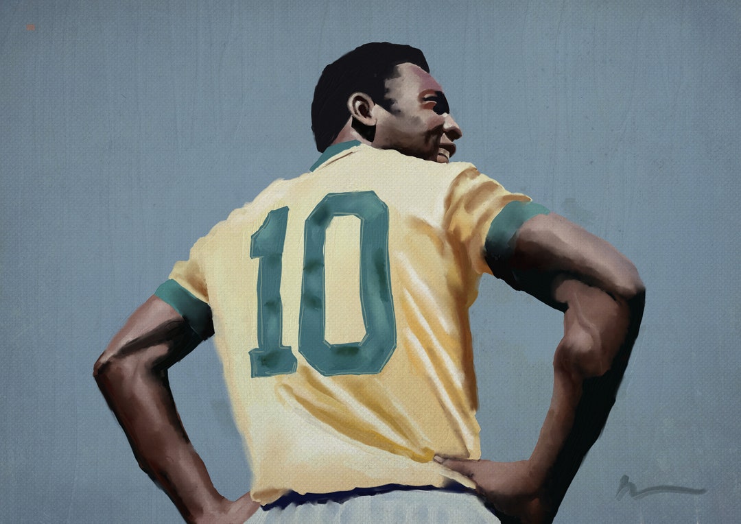 A3 Print of Portrait of Brazilian Footballer Pelé, Gift for Brazil ...