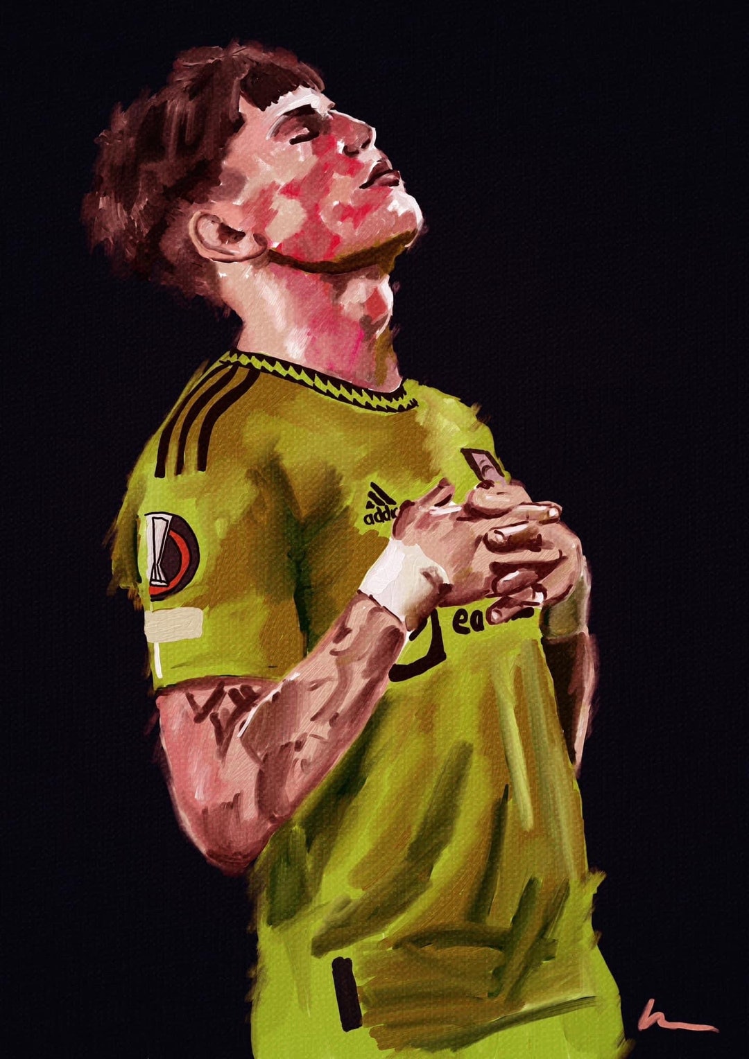 A3 Print of Portrait Painting of Alejandro Garnacho of Manchester ...