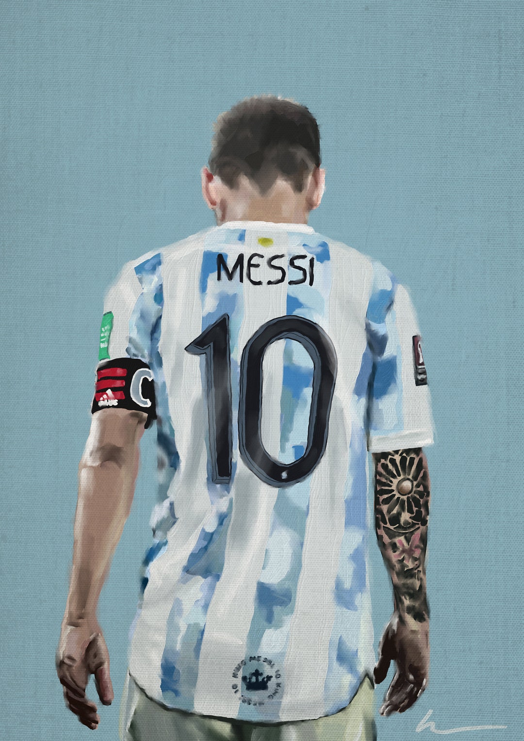 A3 Print of Portrait of Lionel Messi of Inter Miami, PSG, Barcelona and ...