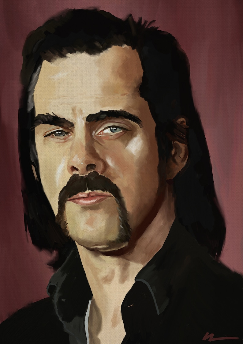 Nick Cave Portrait Painting Print, A4 Picture of Australian Musician ...