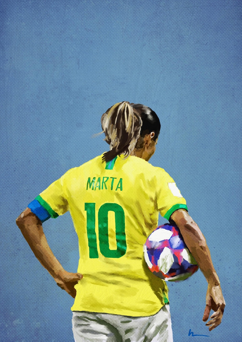 Marta Portrait Painting A4 Art Print, Brazilian Womens Footballer Marta ...