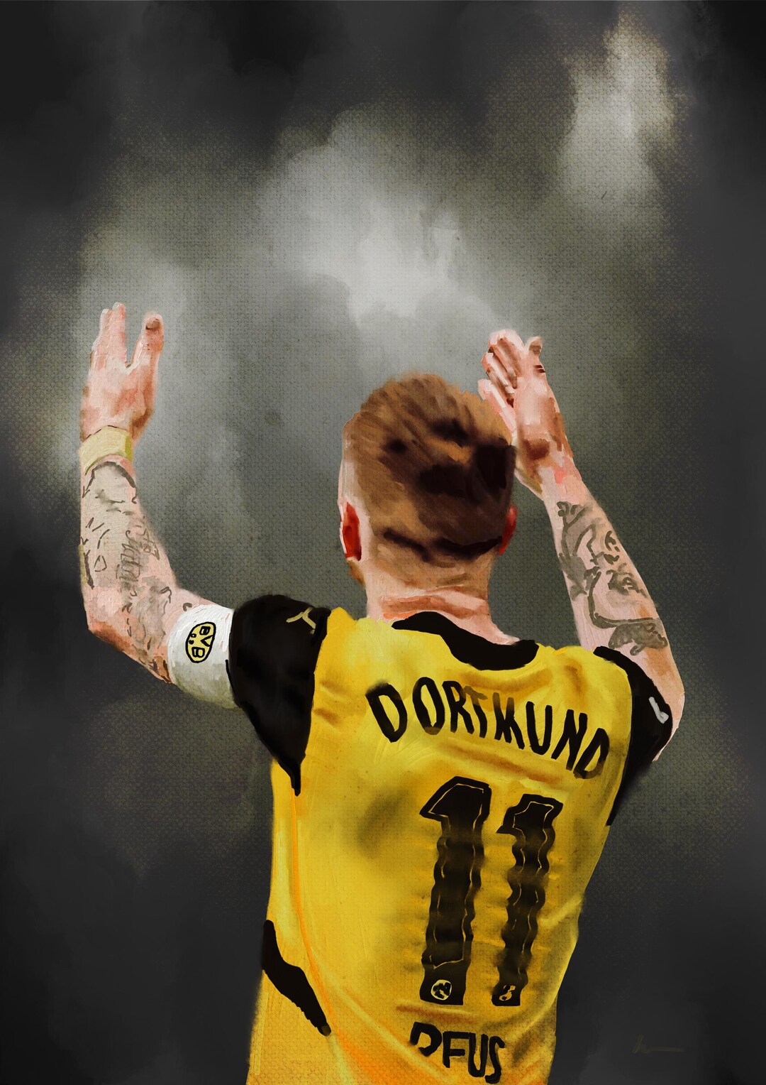 Marco Reus Portrait Painting A4 Art Print, Borussia Dortmund Picture ...
