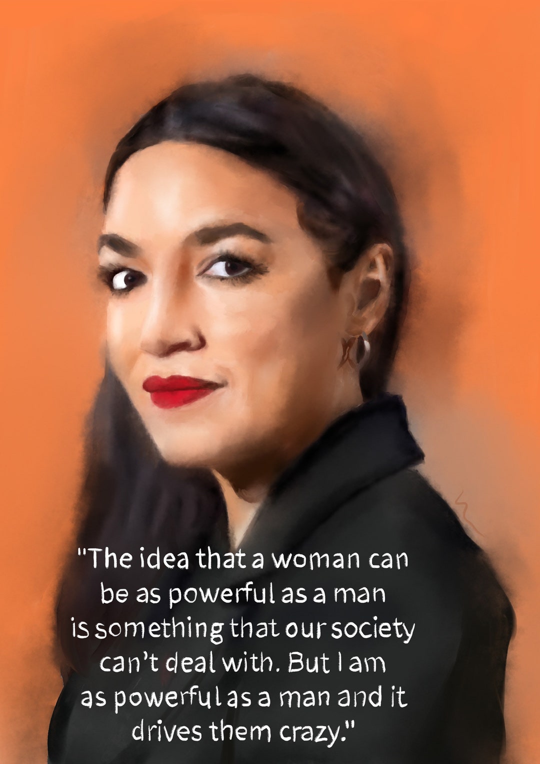 Alexandria Ocasio-cortez Painting Art Print A3, AOC Portrait Print ...