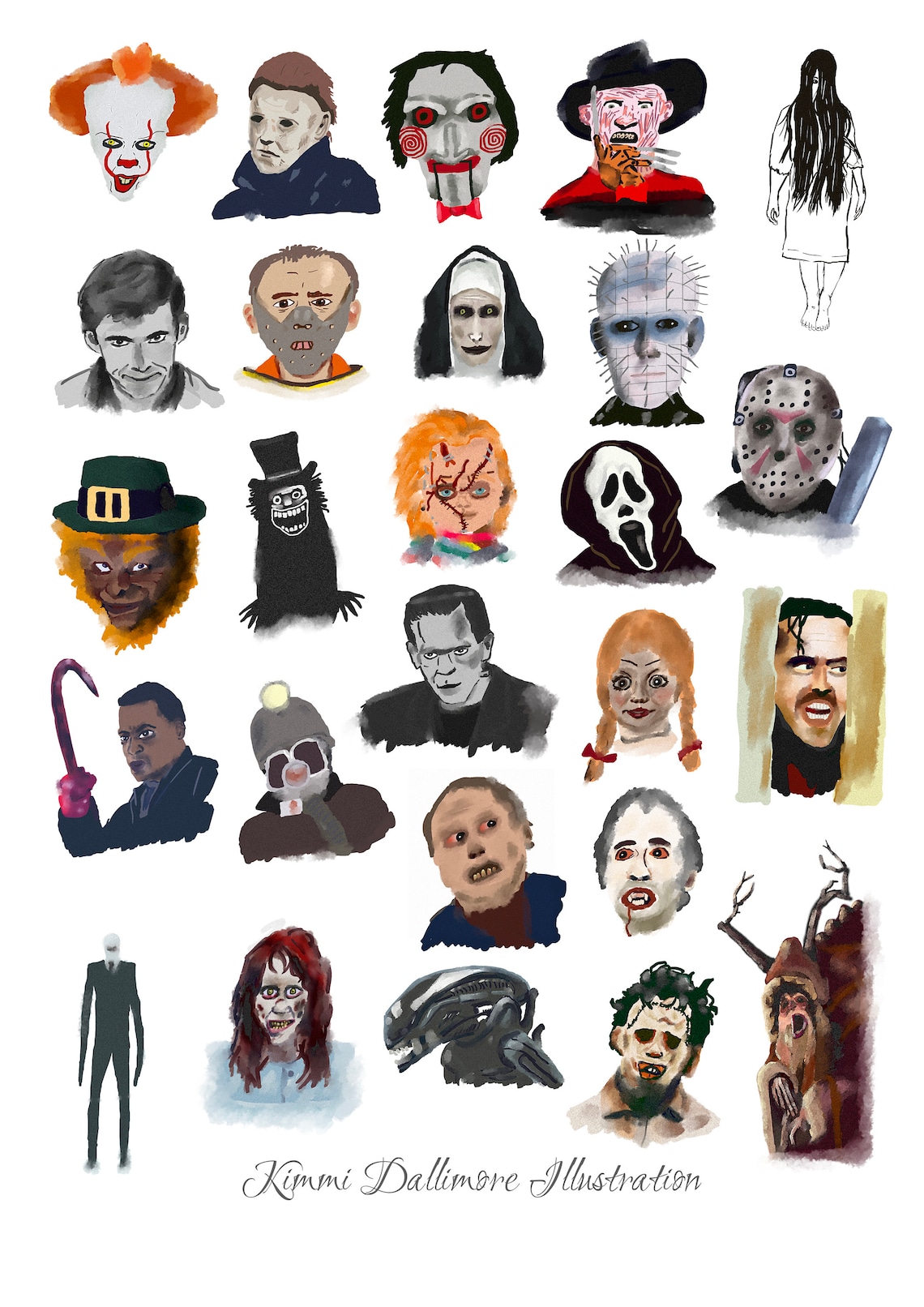 Horror Film Character Art Illustration Art Print Horror Film - Etsy ...