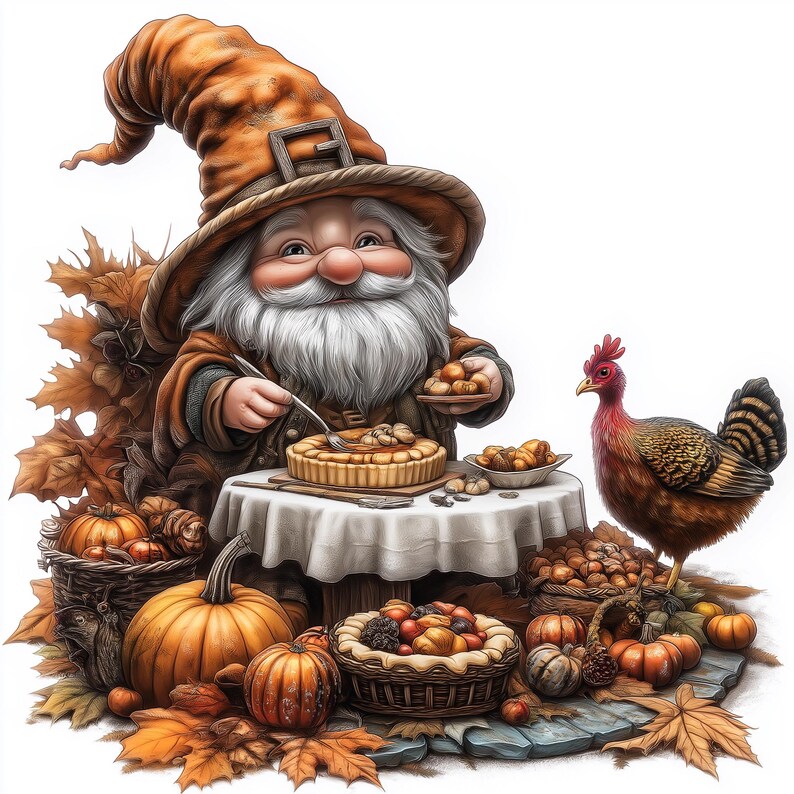 15 Autumn Clipart PNG Set Fall Gnome With Pumpkins and Sunflowers ...
