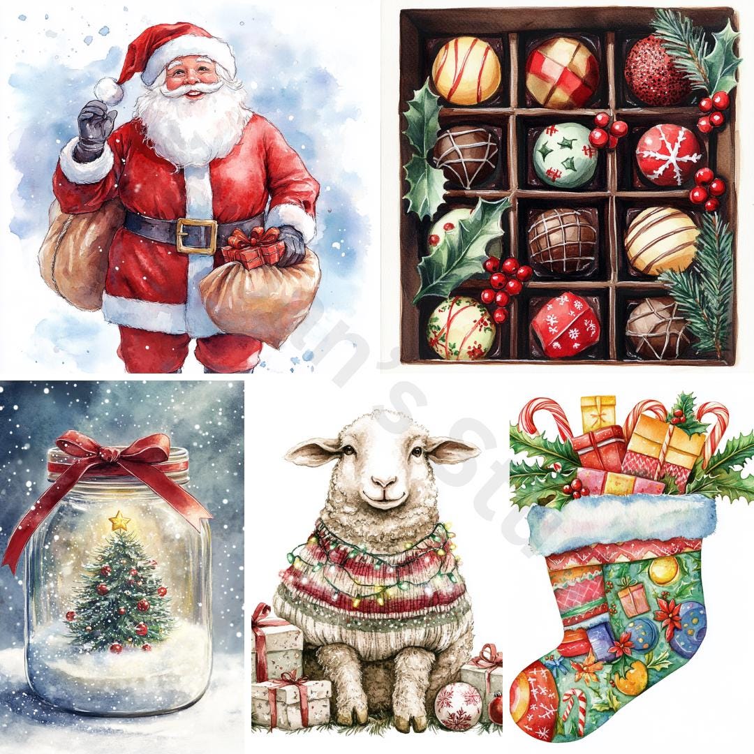 25 Cute Christmas Clipart Set Holiday Printables Digital Christmas Clip ...