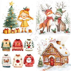 25 Cute Christmas Clipart Set Holiday Printables Digital Christmas Clip ...