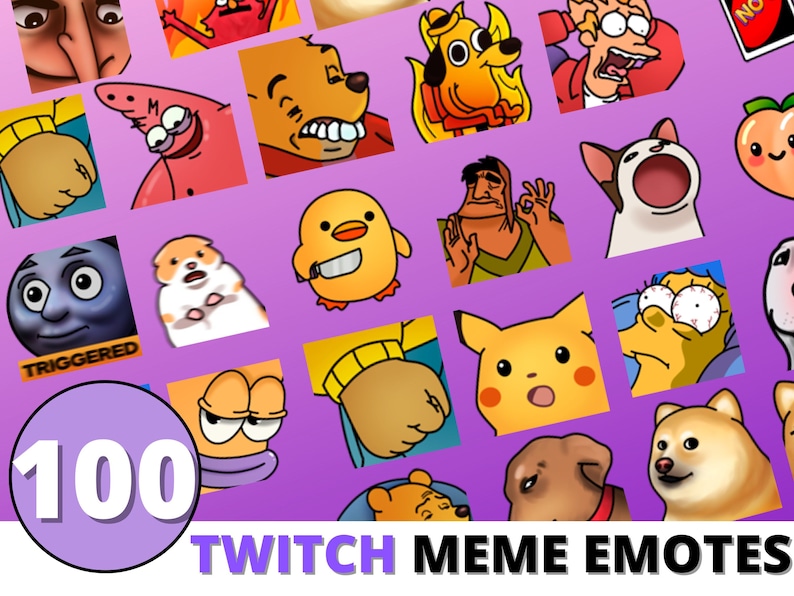 100 Twitch Meme Emotes - Funny Memes Mega Bundles, Discord Emotes Pack ...