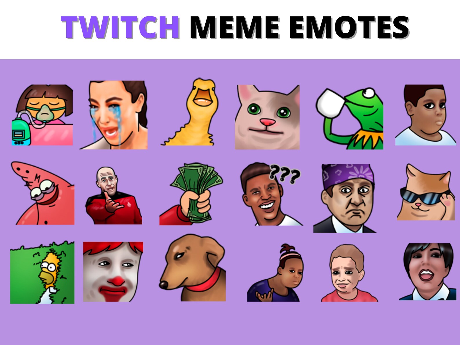 100 Twitch Meme Emotes - Funny Memes Mega Bundles, Discord Emotes Pack ...
