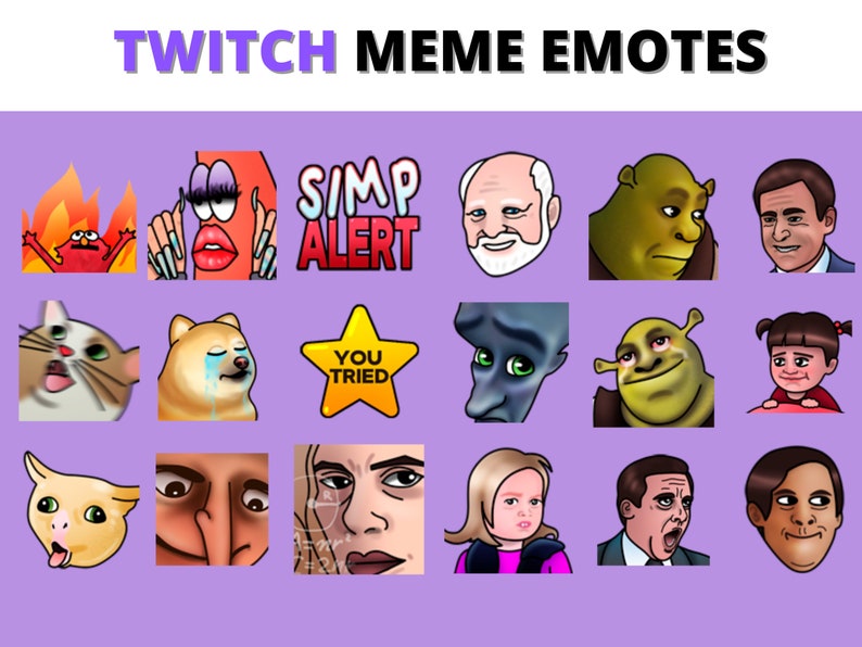100 Twitch Meme Emotes - Funny Memes Mega Bundles, Discord Emotes Pack ...