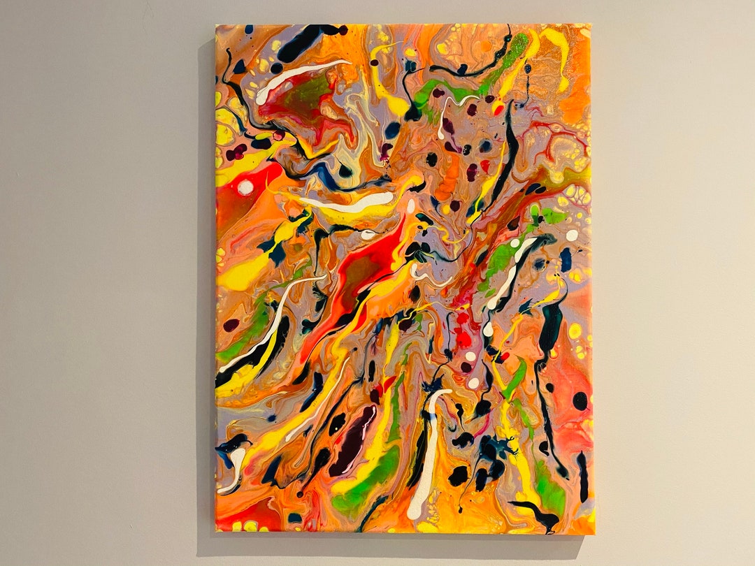 Orange Pop Acrylic Pouring Painting - Etsy