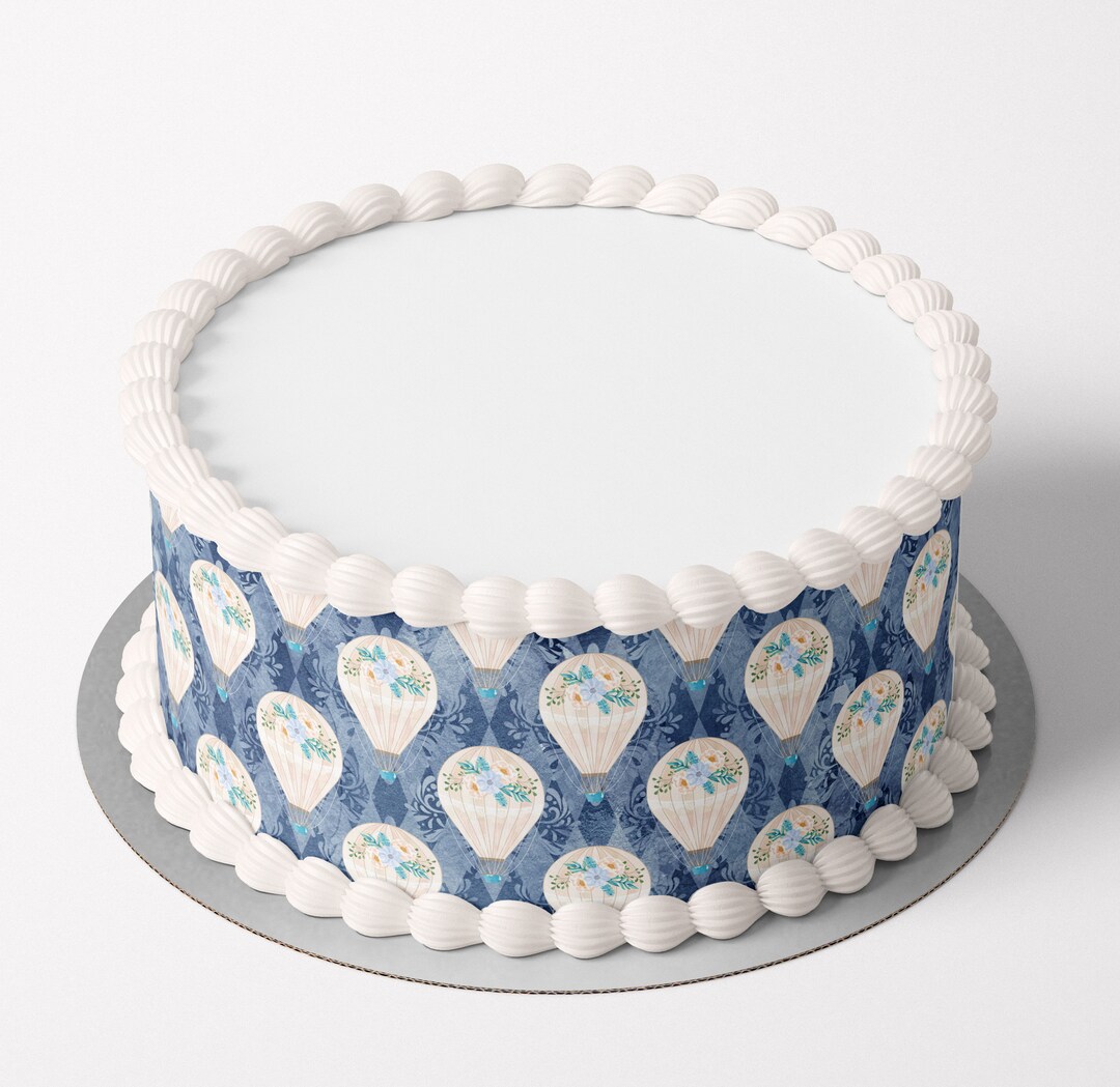 Blue Hot Air Balloon Cake Border Wrap - Etsy