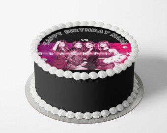 Cake Topper With Shaker, Black & Pink Cake Topper, Pink Party Theme ...