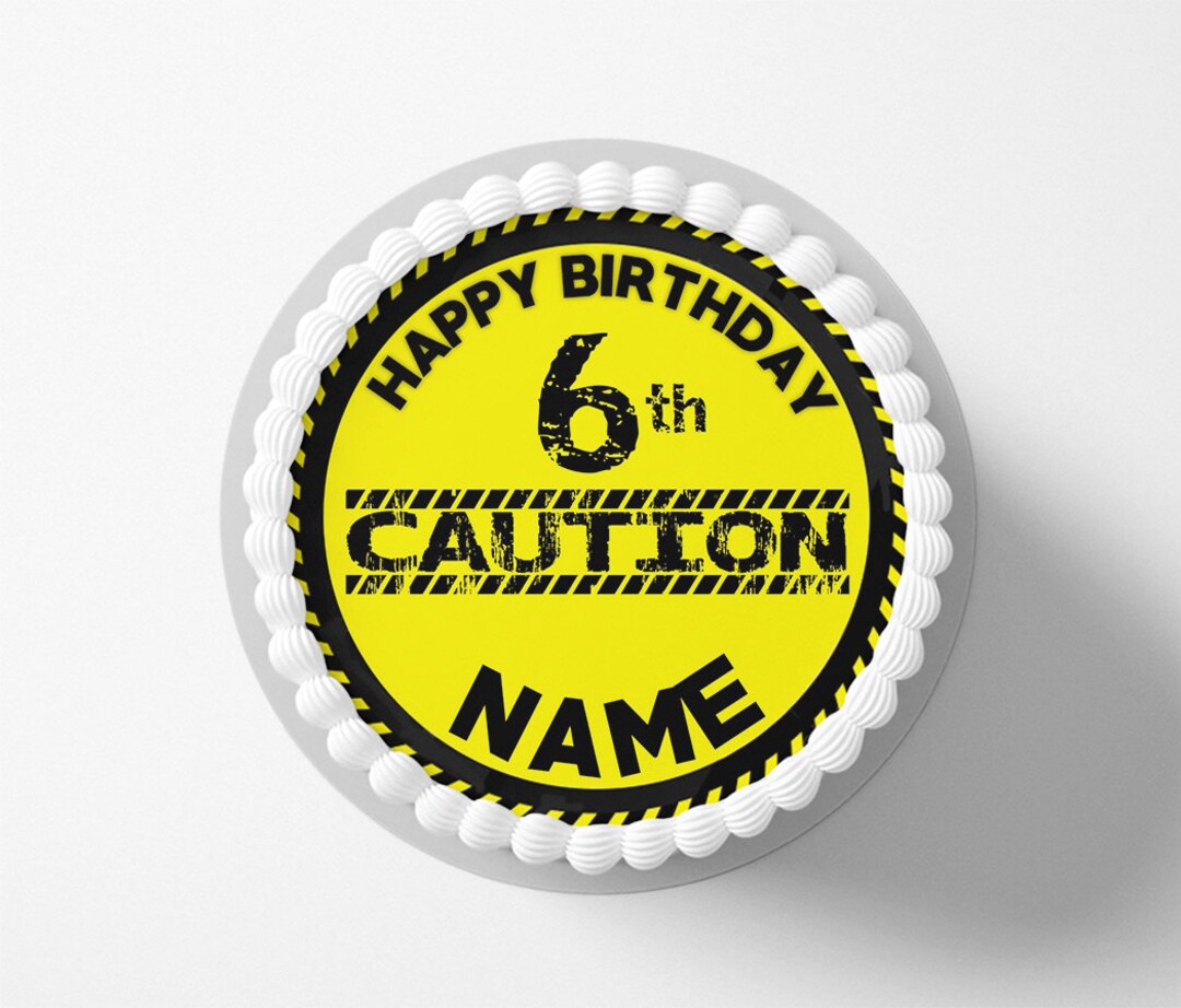 Caution Wafer/icing Cake Topper - Etsy
