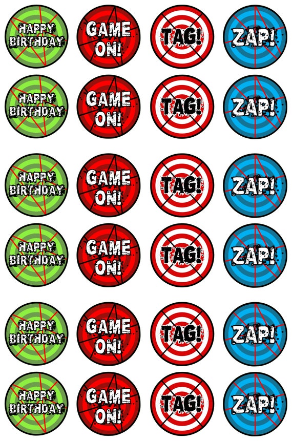 Laser Tag Target Wafer/icing Cupcake Toppers | Etsy