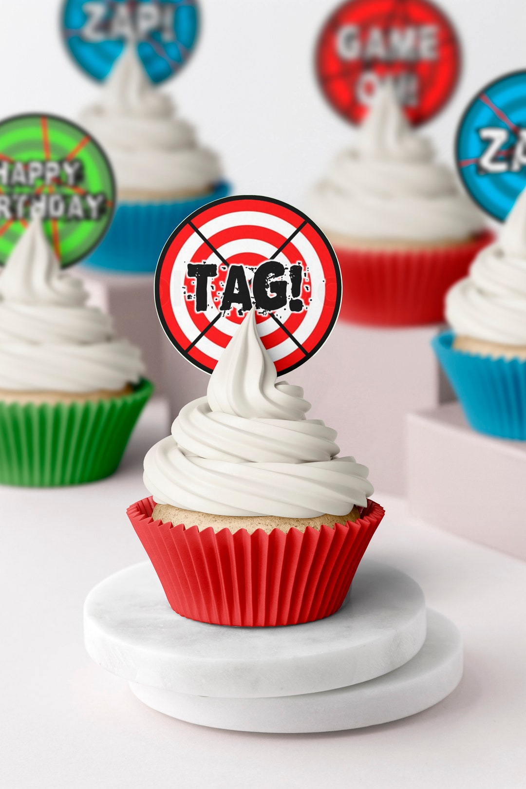Laser Tag Target Wafer/icing Cupcake Toppers - Etsy