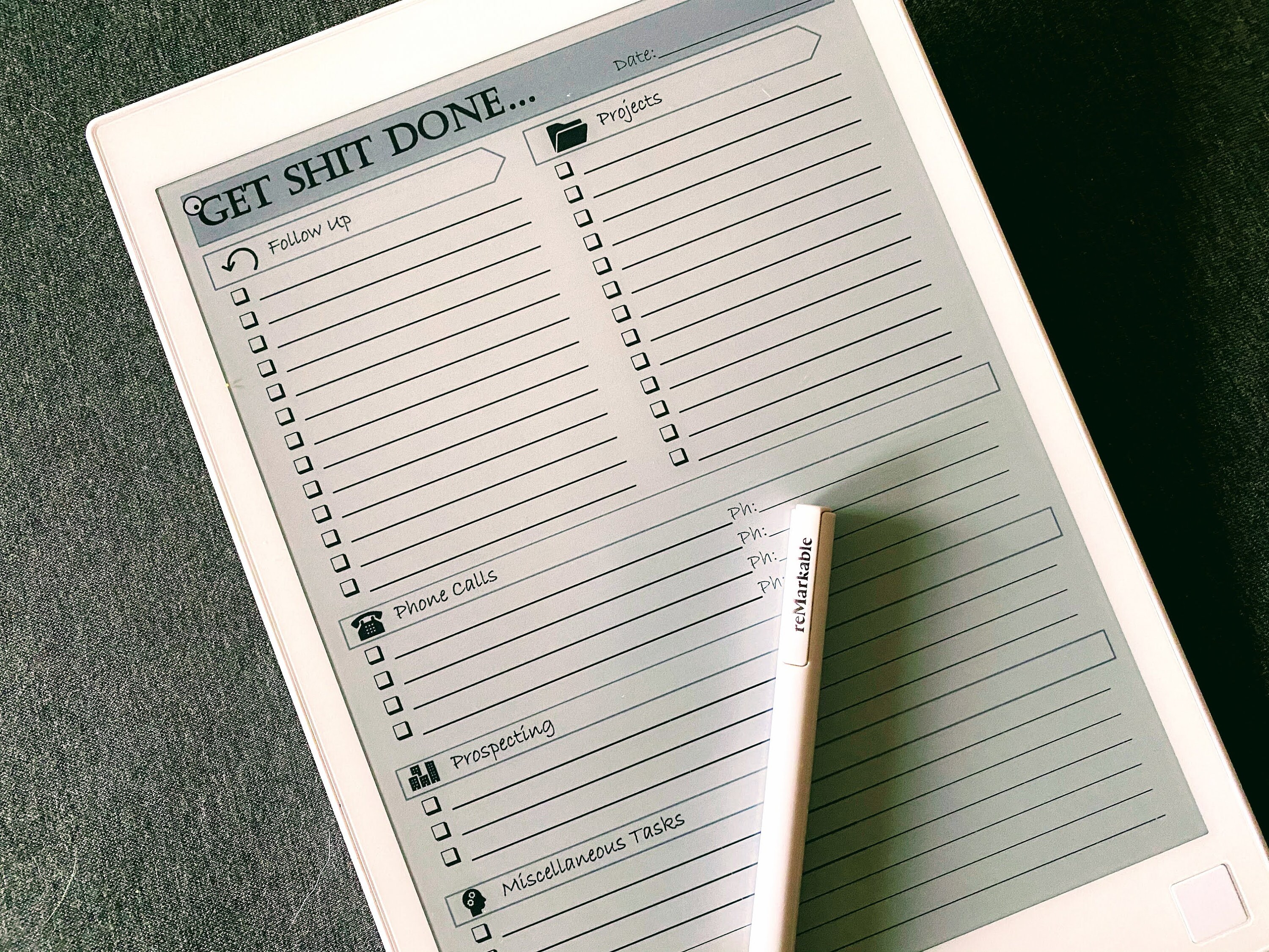 Remarkable Task List Template
