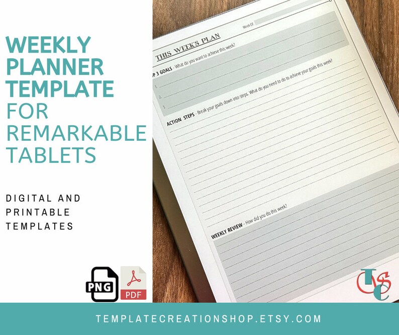 Weekly Planner Template Remarkable 2 Planner Goodnotes Etsy UK