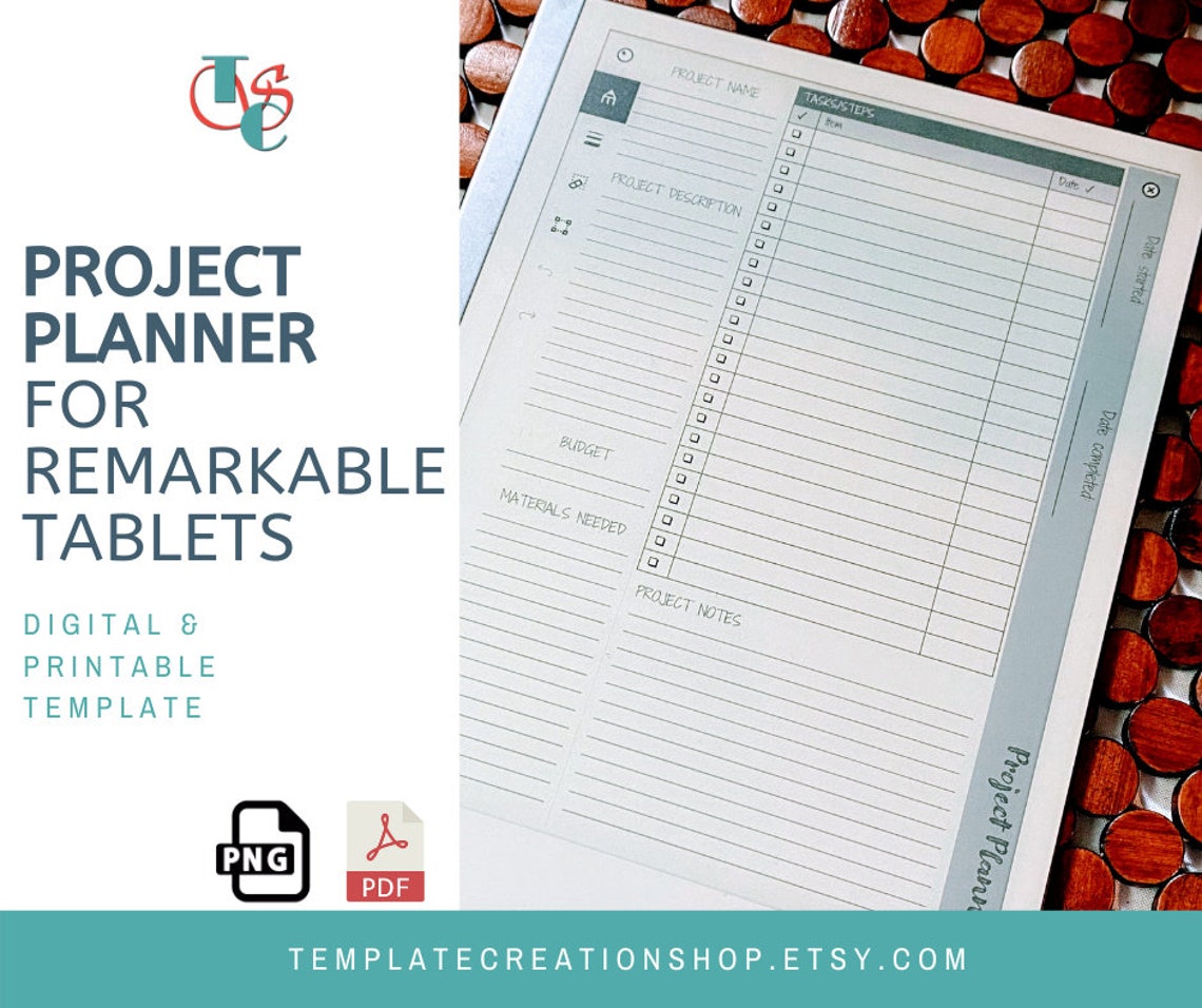 Project Planner Template Remarkable 1 And 2 Compatible Etsy Hong Kong