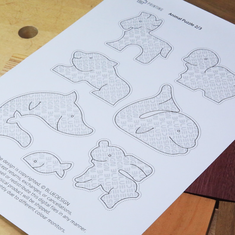 Animal Shape Wood Puzzle Plan: Scroll Saw Template (PDF) - Etsy