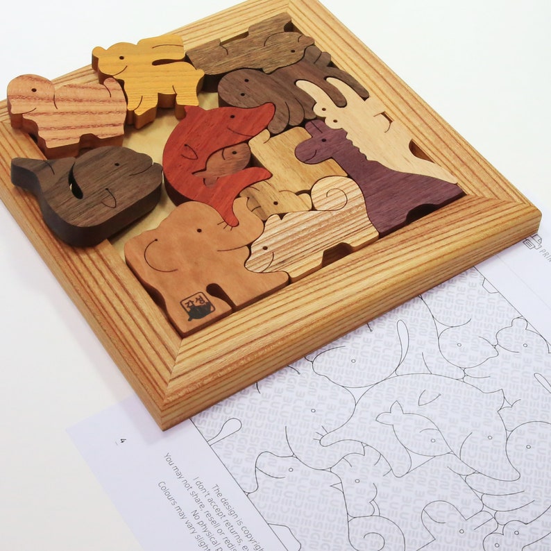 Animal Shape Wood Puzzle Plan: Scroll Saw Template (PDF) - Etsy