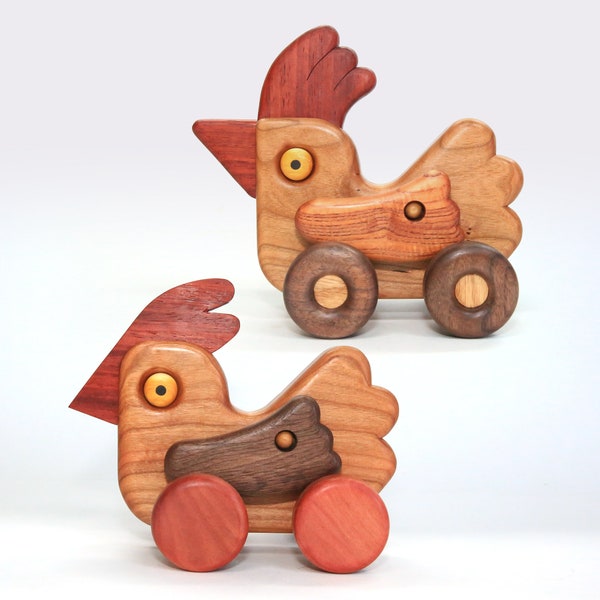 Wooden Chicken Toy - Etsy