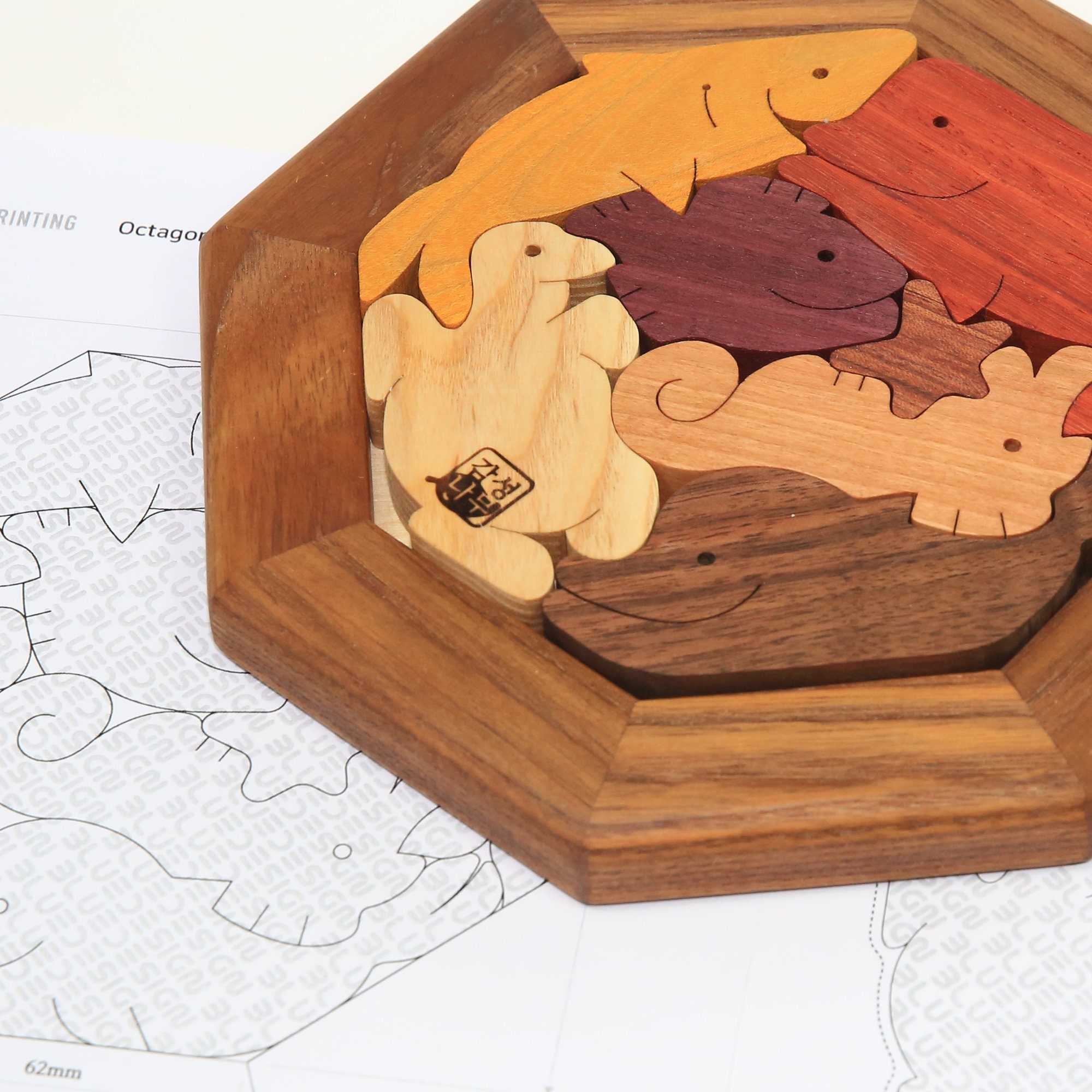 Octagon Sea Animals Puzzle Plan: Woodworking Template (PDF) - Etsy